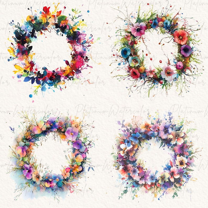 Easter Wreath PNG, Spring Wreath Clipart, Clipart Bundle - Perfect for ...