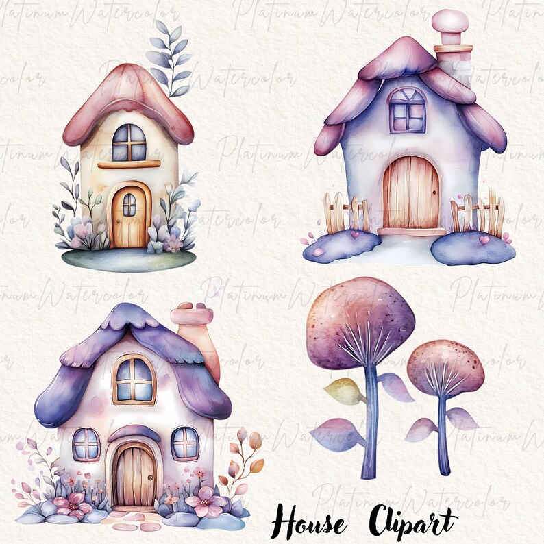 Fairy House Clipart Bundle, Garden Gnome House, Transparent Background ...