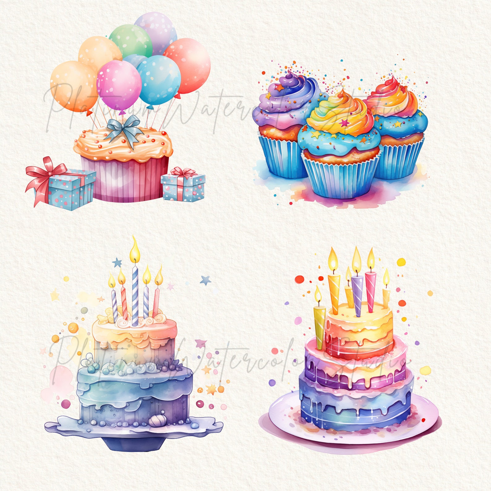 Birthday Party Cake Clipart Png, Clipart Bundle Party, Birthday Cards ...