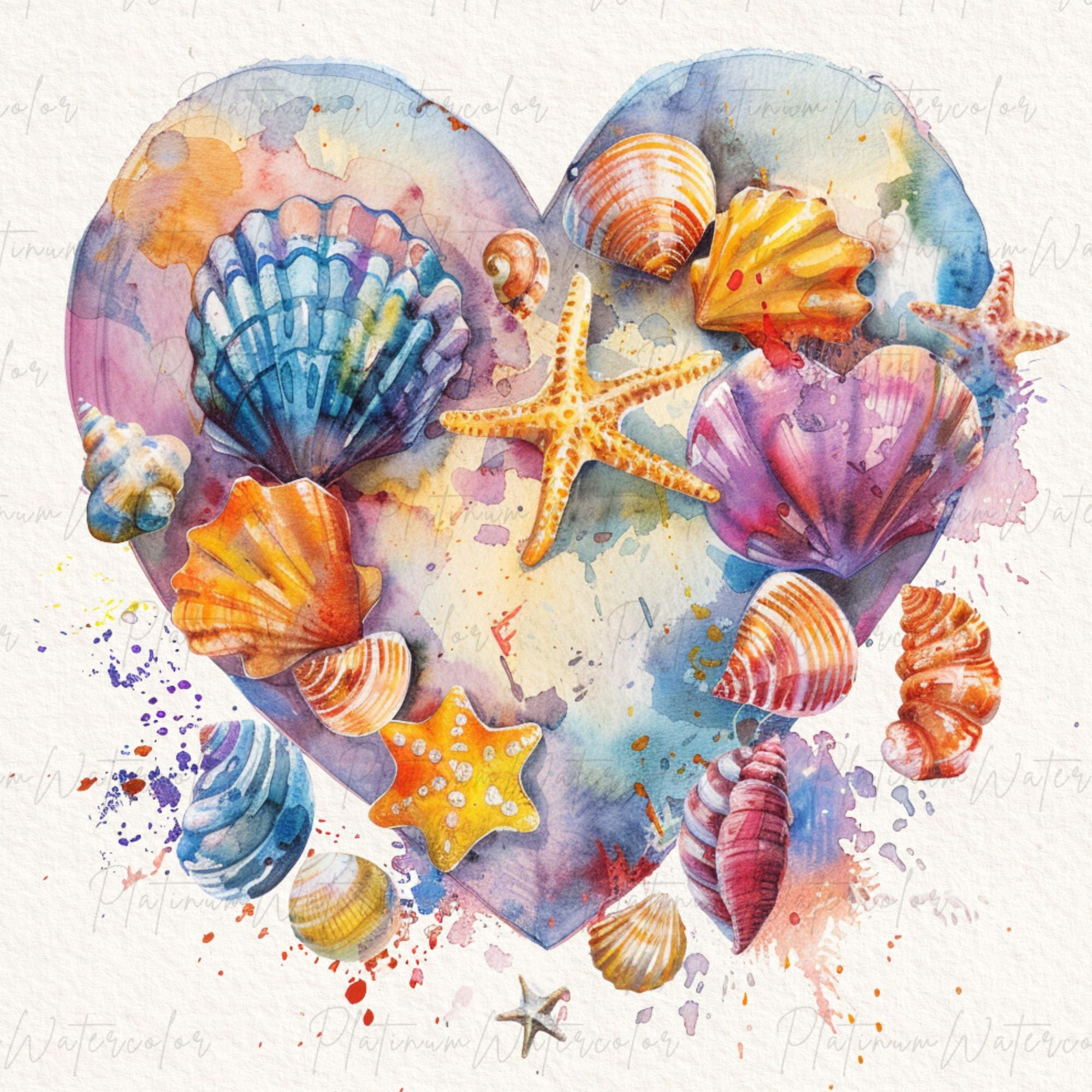 Seashell Heart Clipart Bundle, Ocean Clipart, Summer Clipart ...