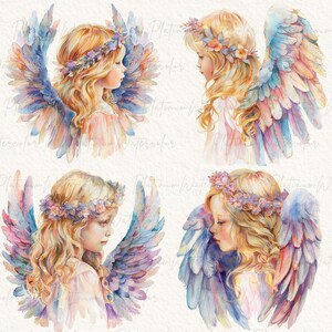 Cute Angel Watercolor Clipart , Angel Babies Png Bundle Design, Angel ...