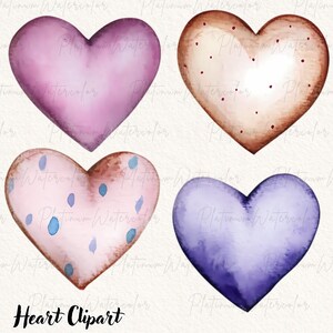 Heart Clipart Bundle, Valentines Png, Watercolor Clipart, Transparent ...