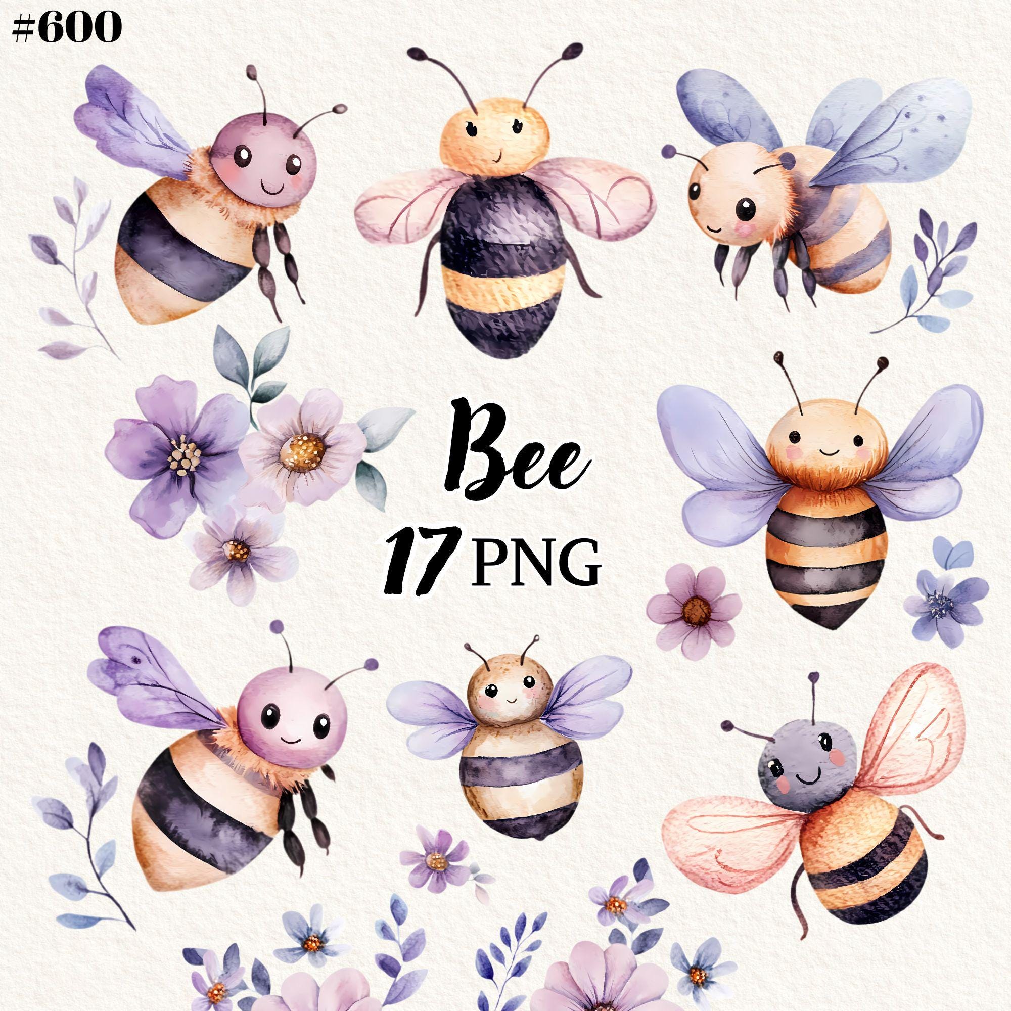 Watercolor Bee Clipart Bundle, Bee Png, Charming Bee Watercolor Clipart ...