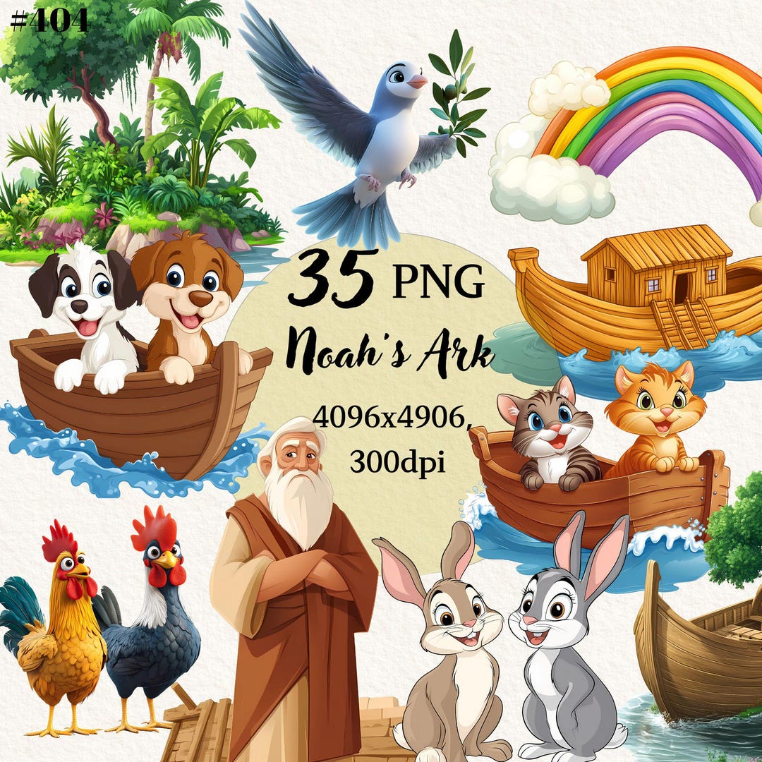 Noahs Ark Png, Clipart Bundle, Transparent Background, Digital Clipart ...