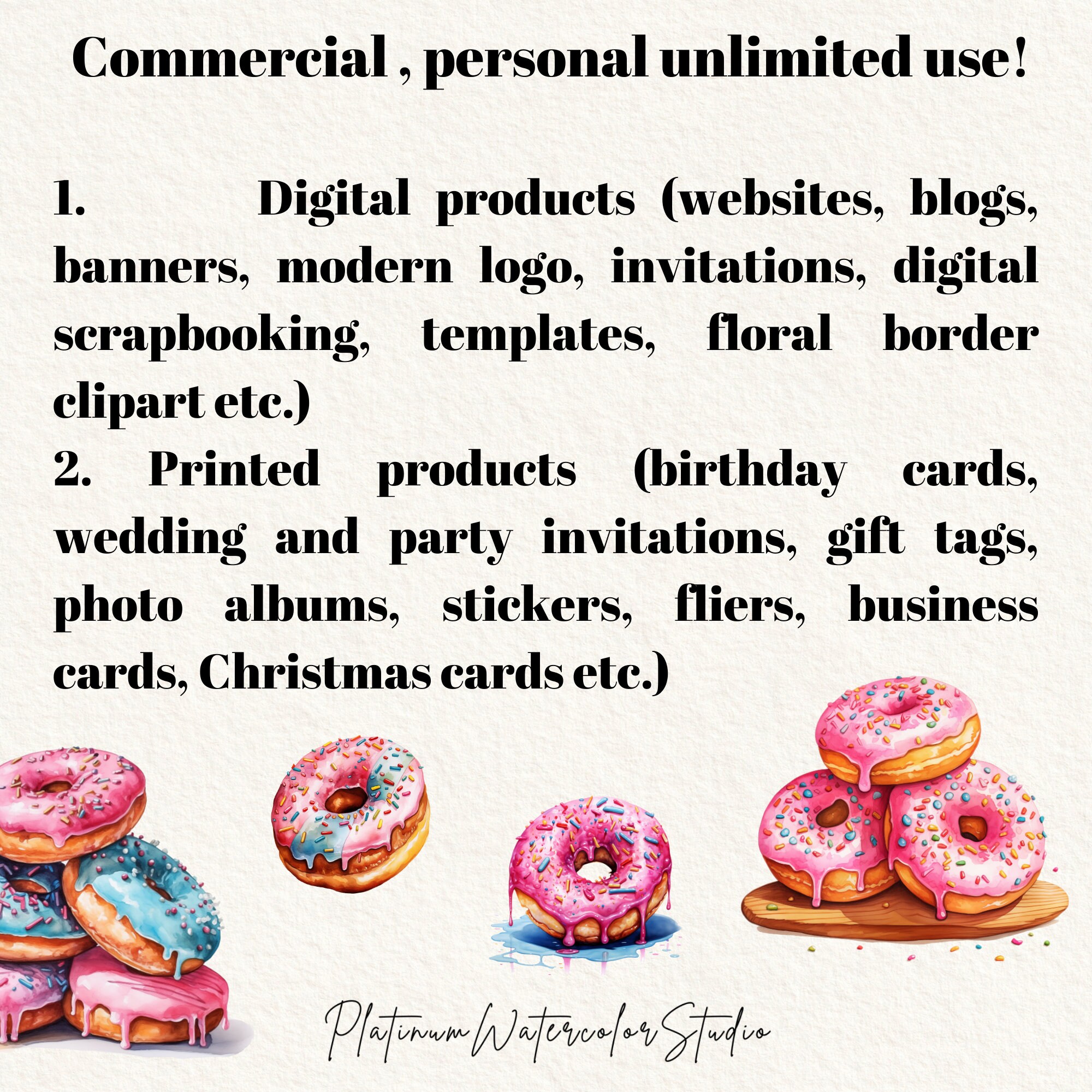 Sweet Bakery Food Clipart, Donut Clipart Png Jpg, Watercolor Donuts ...