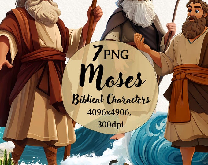 Moses Clipart, Biblical Scenes Clipart, Kids Bible Study Clipart, Bible ...