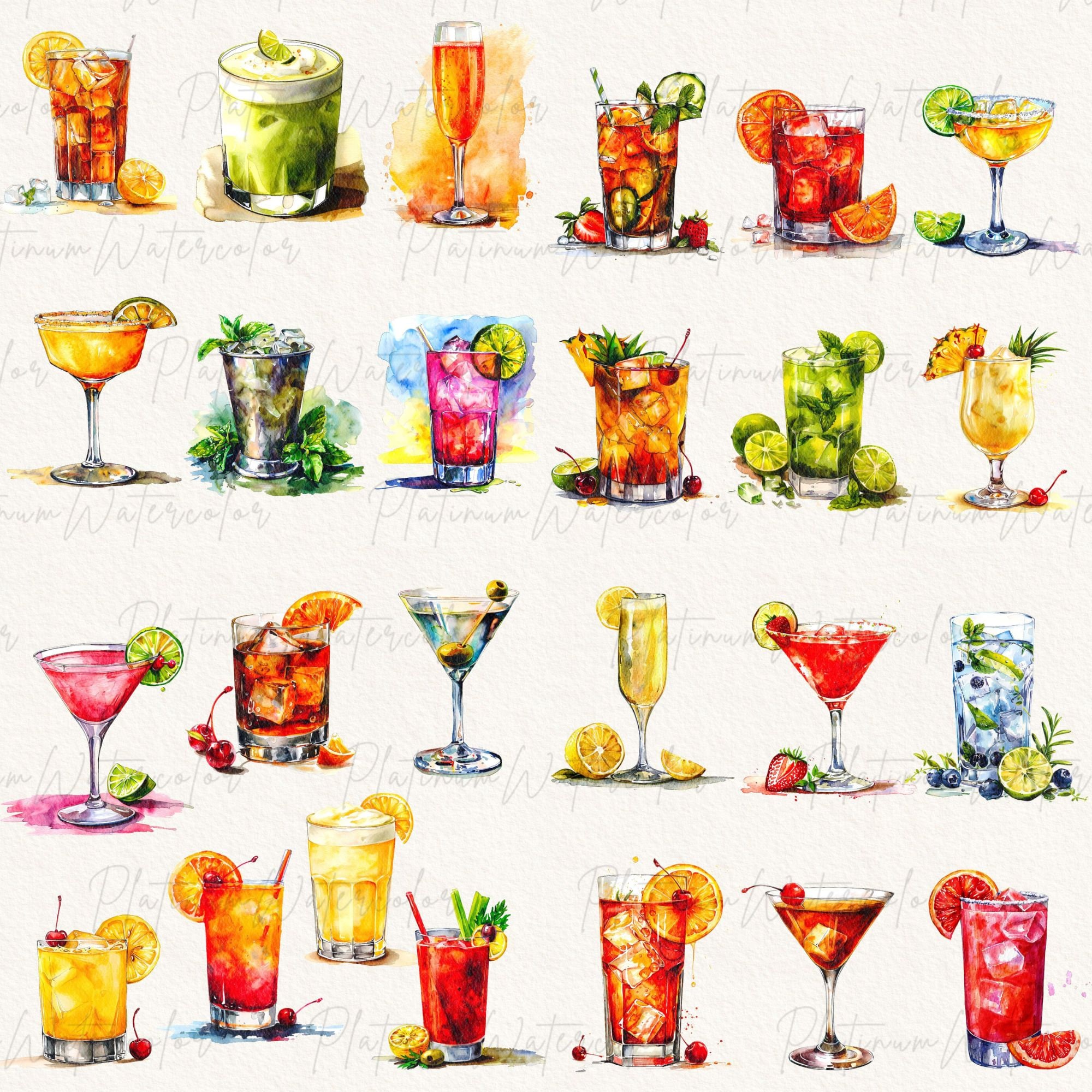 Signature Drink Clipart Bundle, Drink Menu, Drink Graphic, Transparent ...