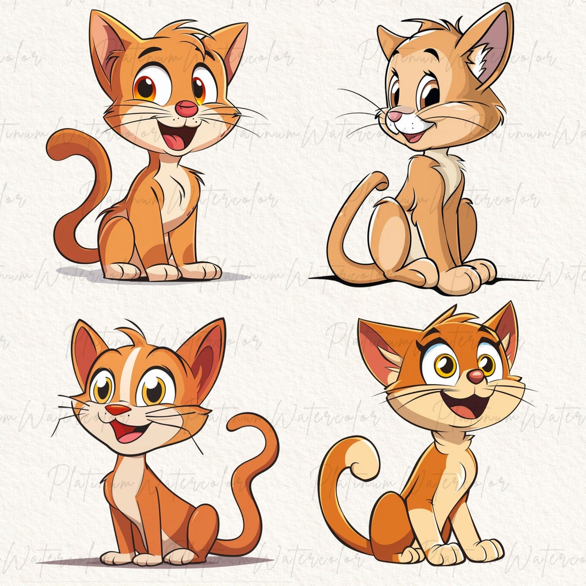 Clipart for Kids, Kitten Clipart Bundle, Brown Kitten Png, Transparent ...