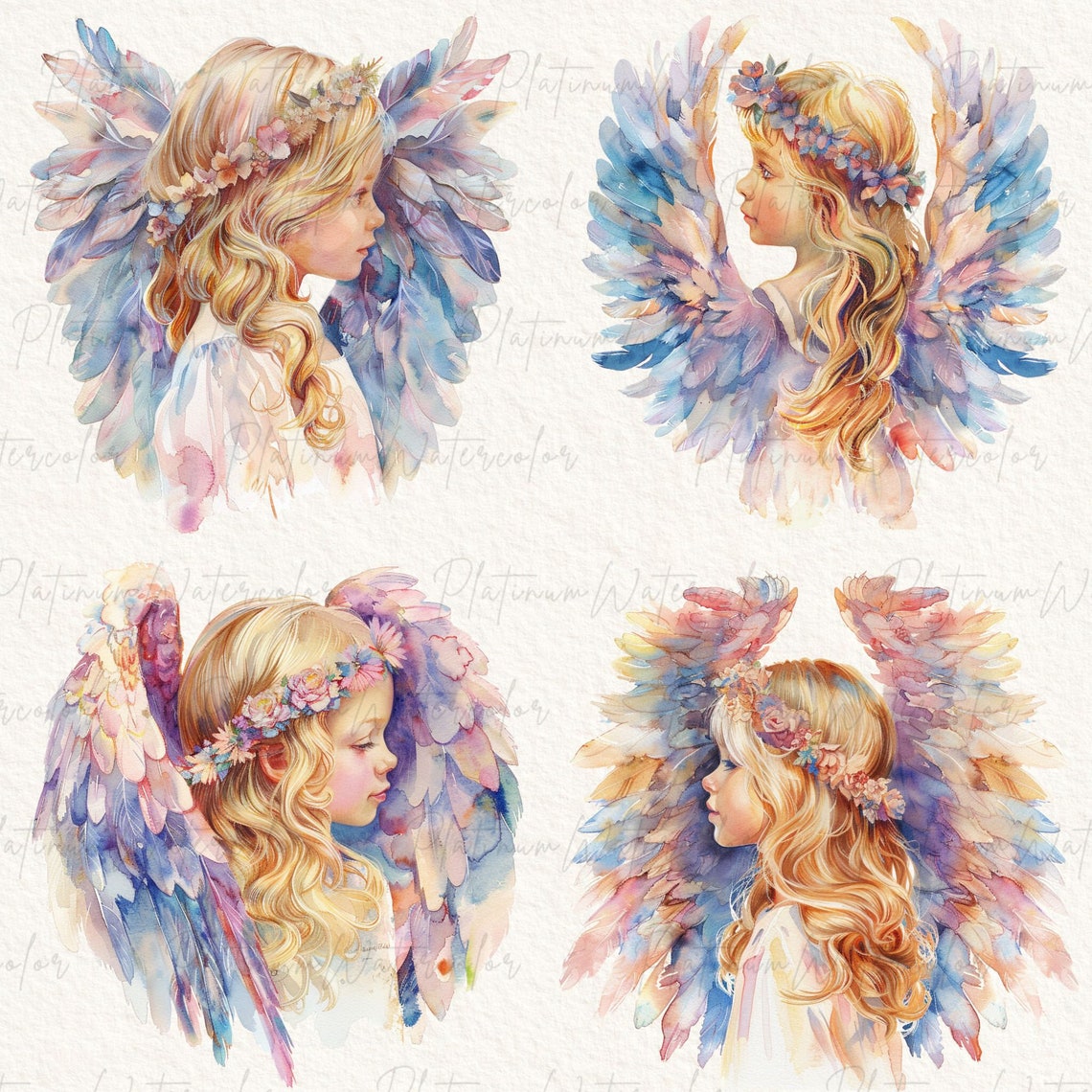 Cute Angel Watercolor Clipart , Angel Babies Png Bundle Design, Angel ...