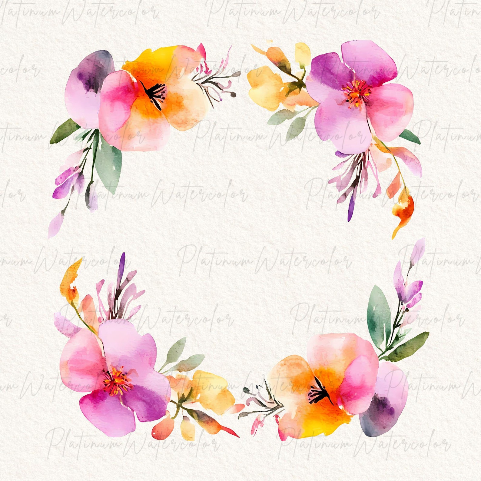 Floral Border PNG, Flower Clipart, Spring Clipart, Perfect for Digital ...