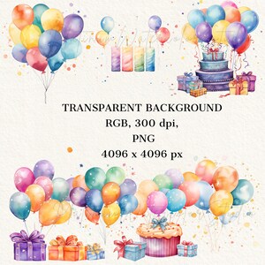 Birthday Balloons Cake Present Clipart Party, Birthday Doodles ...