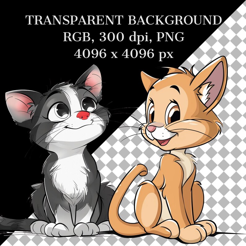 Cat Clipart Bundle, Cute Kitten Clipart, Kids Png, Transparent ...