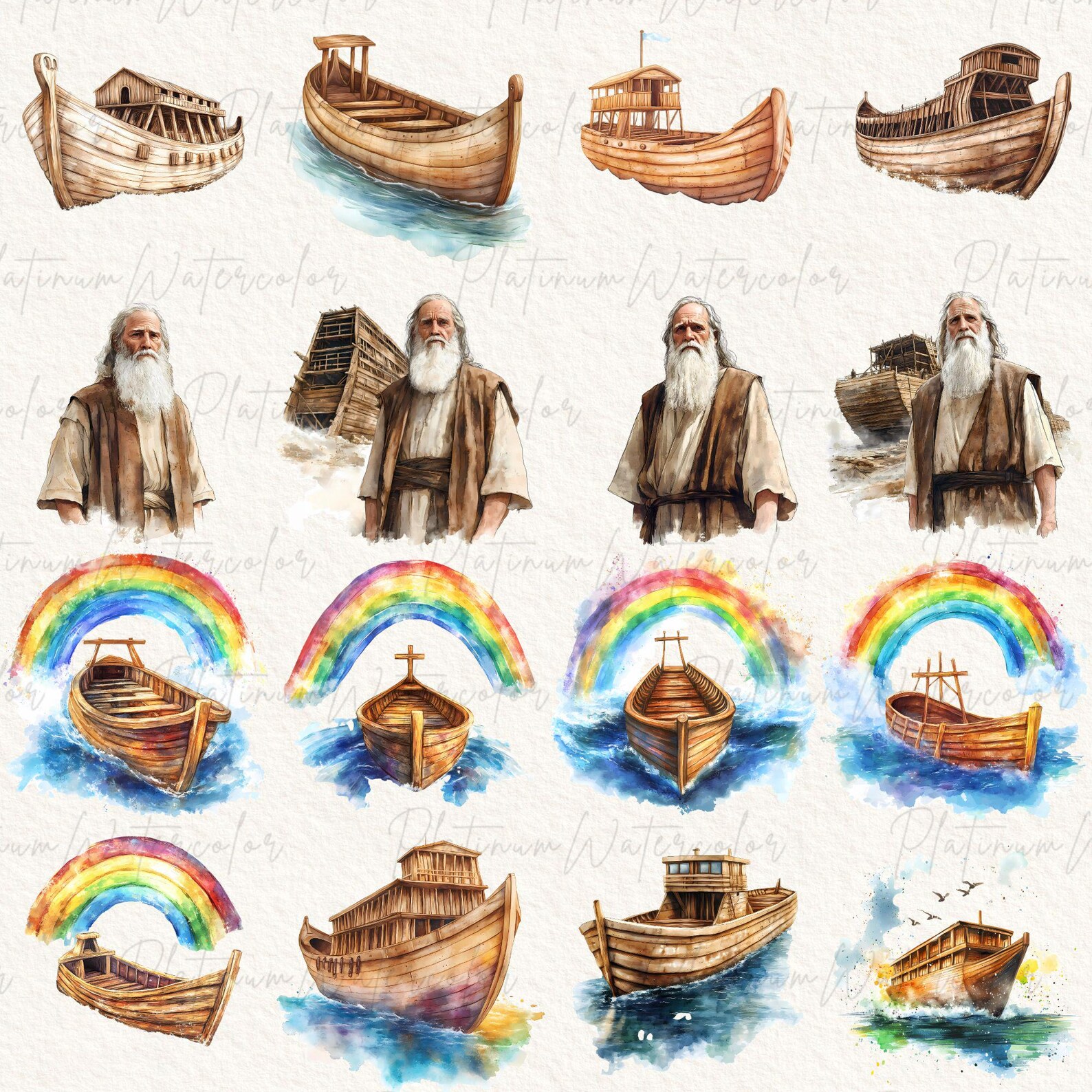 Noah's Ark Clipart, Noah's Ark Nursery, Transparent Background, Digital ...