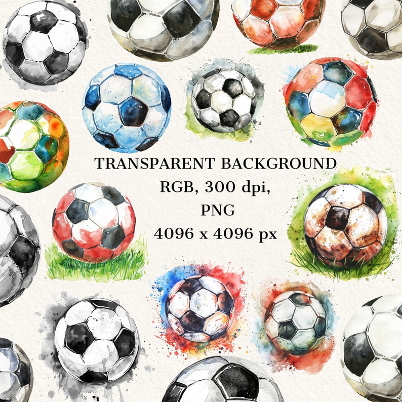 Watercolor Soccer Ball Clipart, Sports Clipart Png, Football Png Jpg ...
