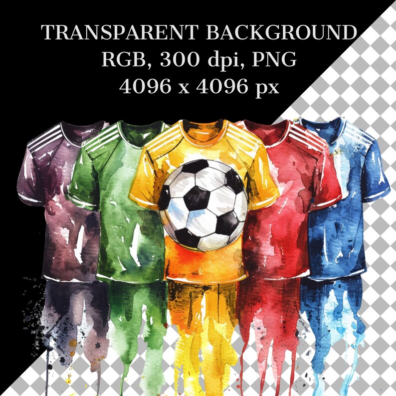 Watercolor Football Clipart, Football T-shitr PNG Clipart, Sports ...