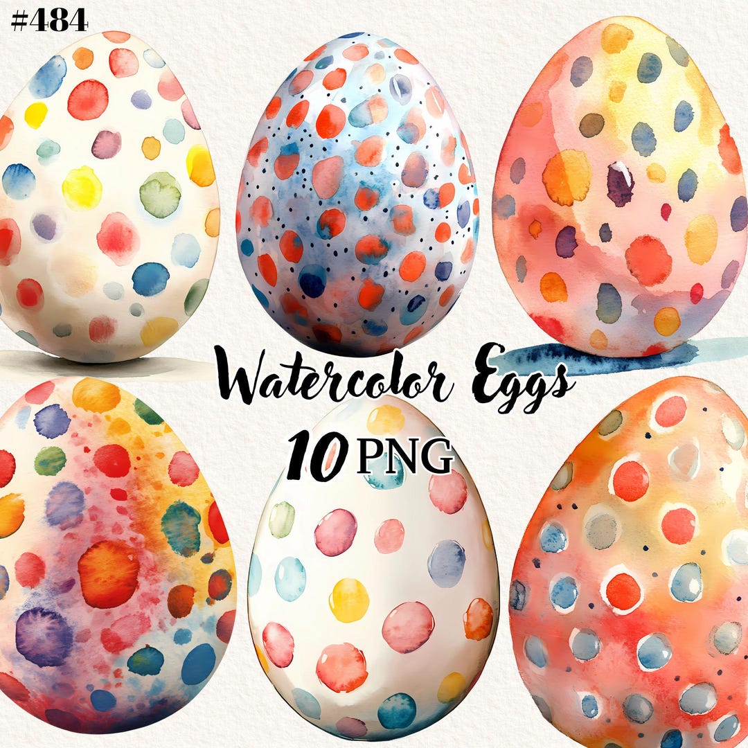 10 Watercolor Easter Egg Clipart Bundle, Easter Egg Png, Rainbow Easter ...