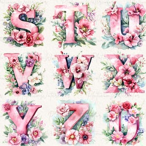 Floral Alphabet Png, Flower Watercolor, Letters Png, Numbers Png ...