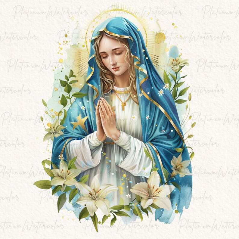 Virgin Mary, Clipart Bundle, Catholic Art, Vintage Holy Mary ...