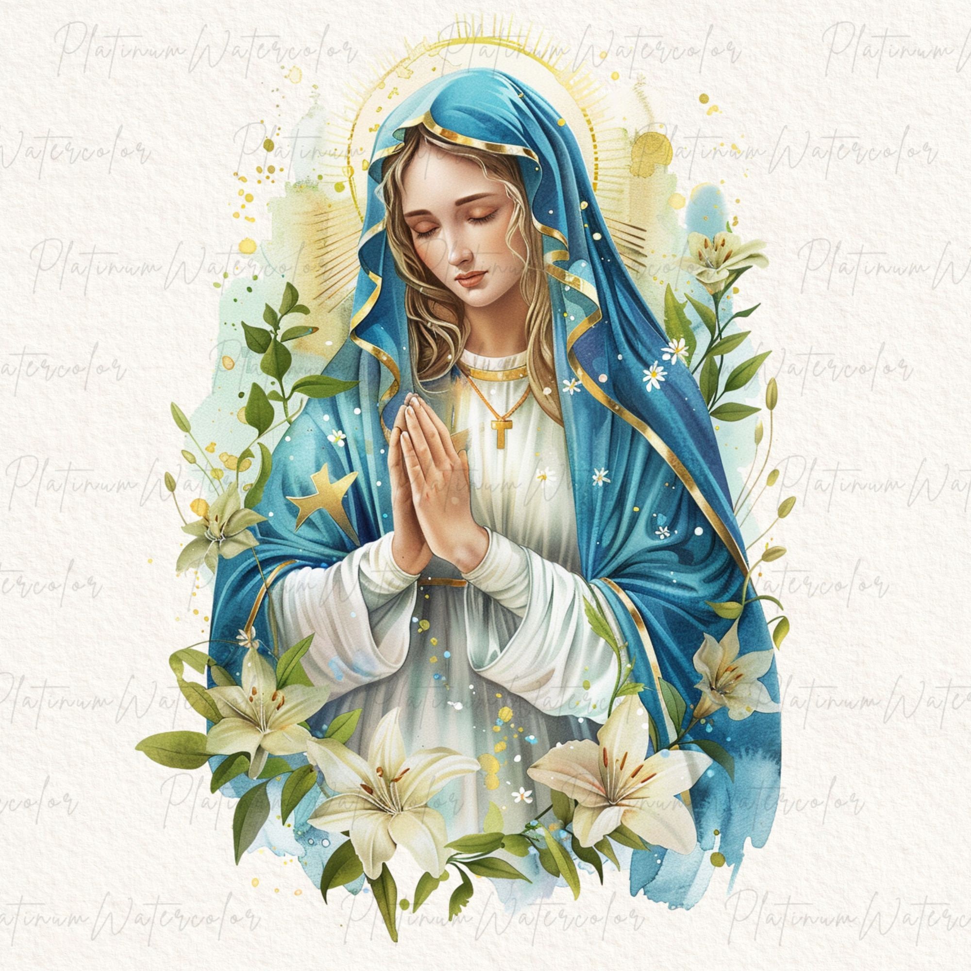 Virgin Mary, Clipart Bundle, Catholic Art, Vintage Holy Mary ...