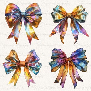 Rainbow Bow Clipart Bundle, Birthday Gift Bow PNG, Baby Shower Clipart ...