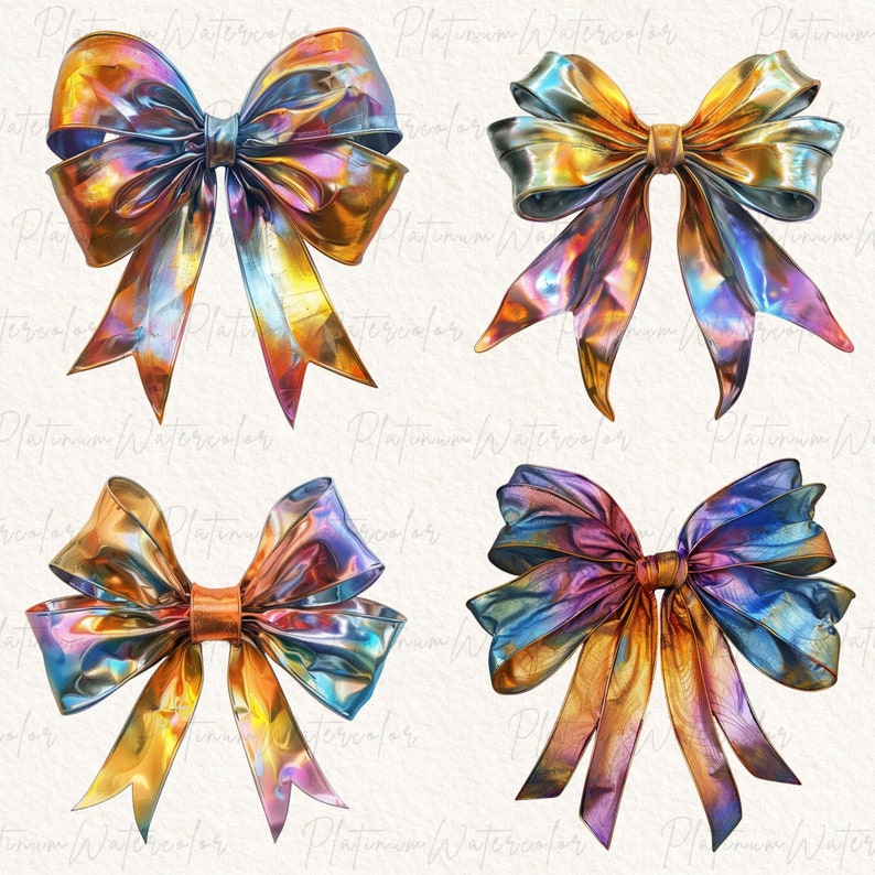 Rainbow Bow Clipart Bundle, Birthday Gift Bow PNG, Baby Shower Clipart ...