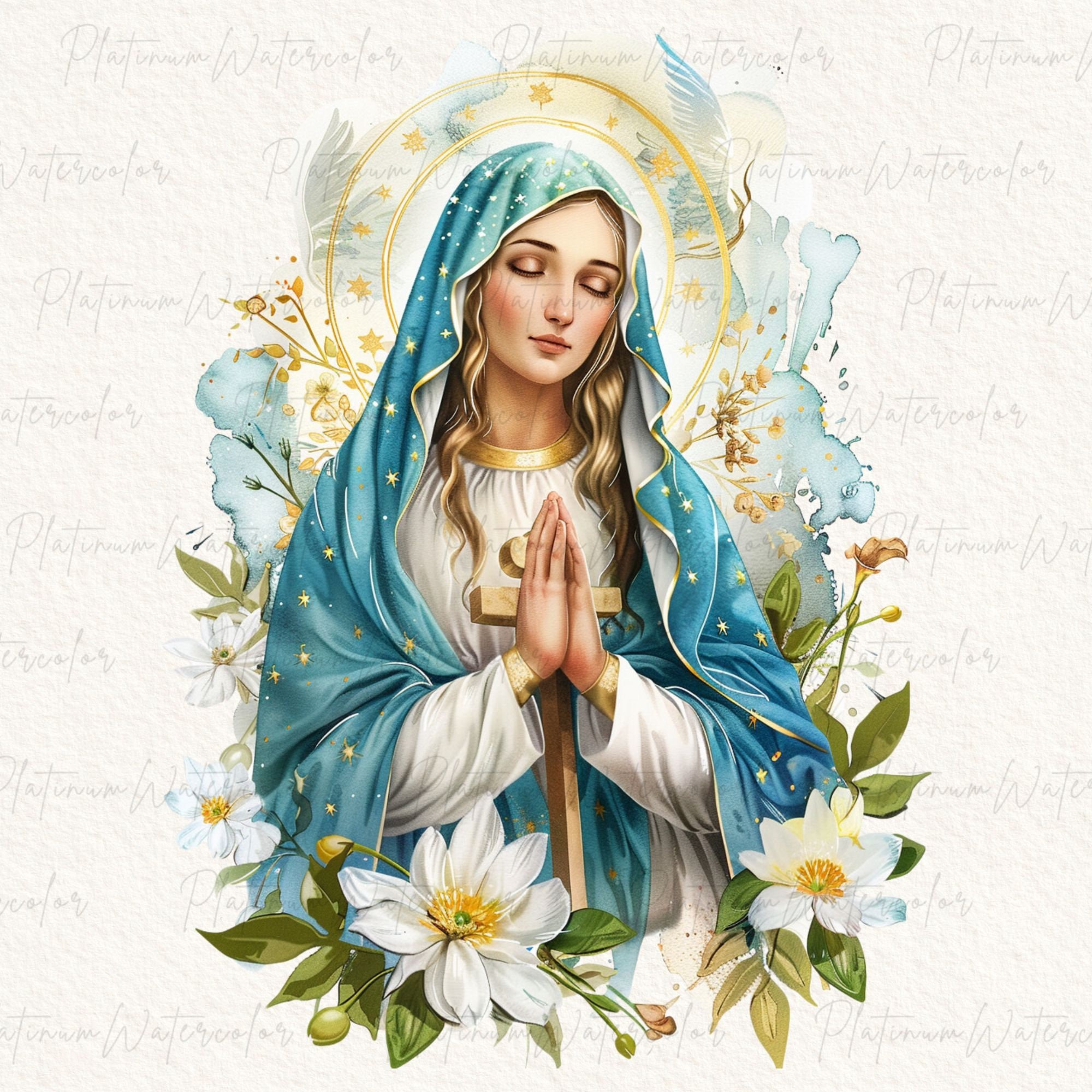 Virgin Mary, Clipart Bundle, Catholic Art, Vintage Holy Mary ...