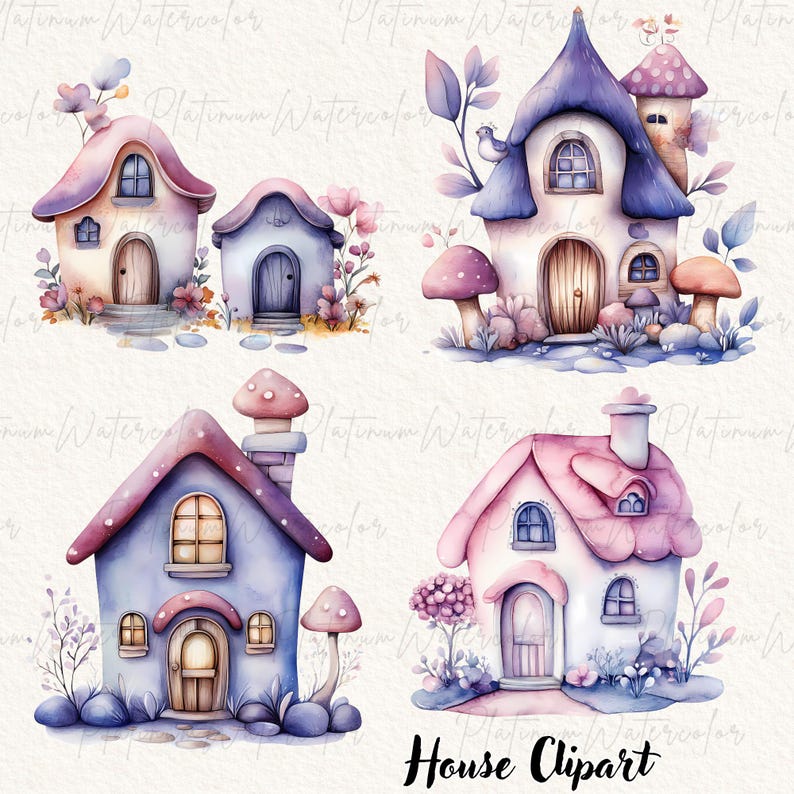 Fairy House Clipart Bundle, Garden Gnome House, Transparent Background ...
