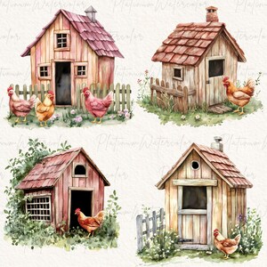 Chicken Coop Clipart, Watercolor Clipart, 10 PNG, Clipart Bundle ...