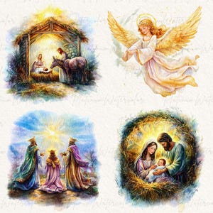 Nativity Set Clipart Bundle, Christmas Clipart, Transparent Background ...