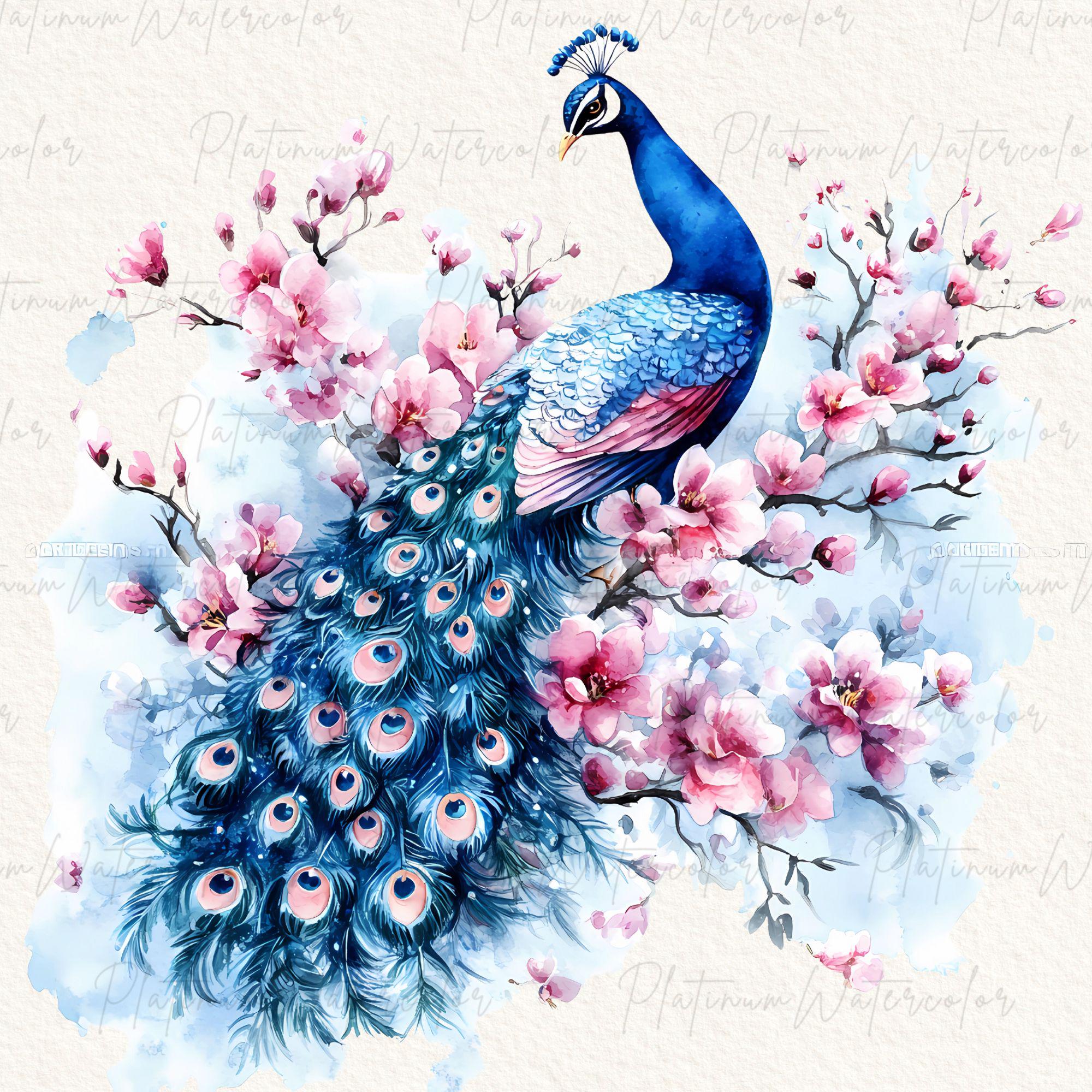 10 Peacock With Spring Flowers Png, Peacock Clipart, Transparent ...