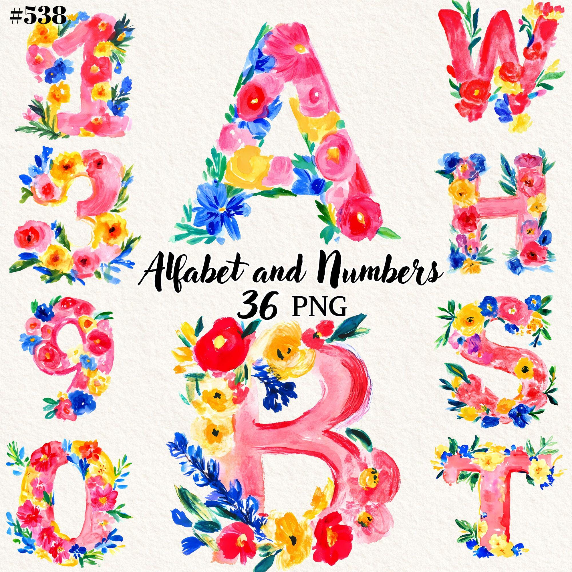 Watercolor Clipart, Alphabet Png, Floral Alphabet Png, Letter Png ...