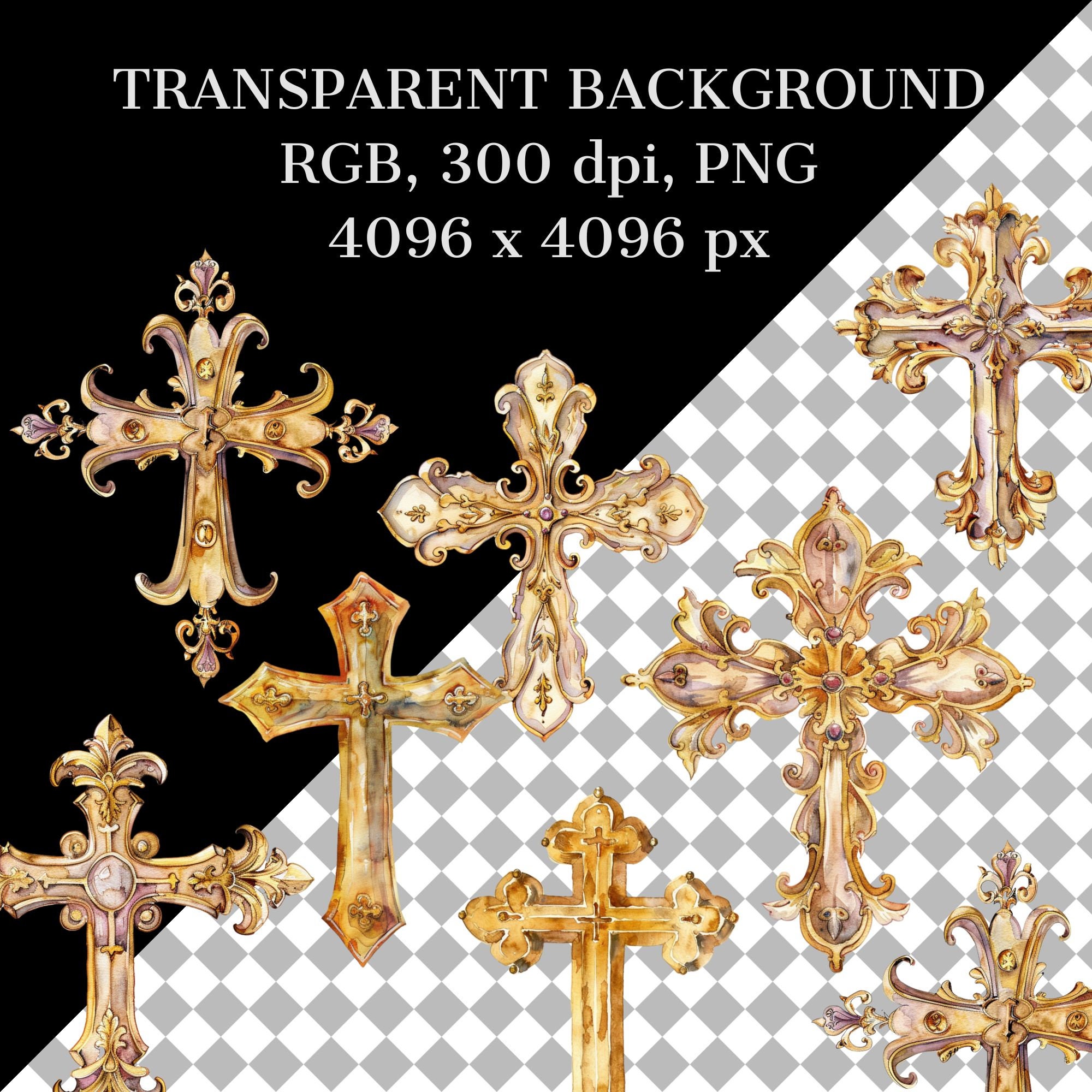 First Communion Holy Gold Cross Clipart, Christian Cross Png ...