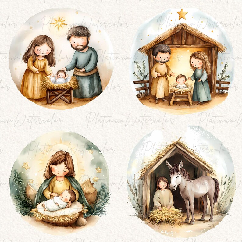 Nativity Set Clipart Bundle, Nativity Scene PNG, Transparent Background ...