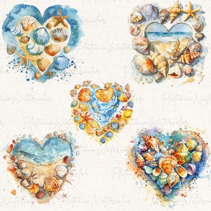 Seashell Heart Clipart Bundle, Ocean Clipart, Summer Clipart ...