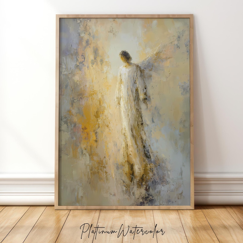Angel Oil Painting Print – Abstract Angel Art, Modern Wall Decor ...