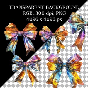 Rainbow Bow Clipart Bundle, Birthday Gift Bow PNG, Baby Shower Clipart ...