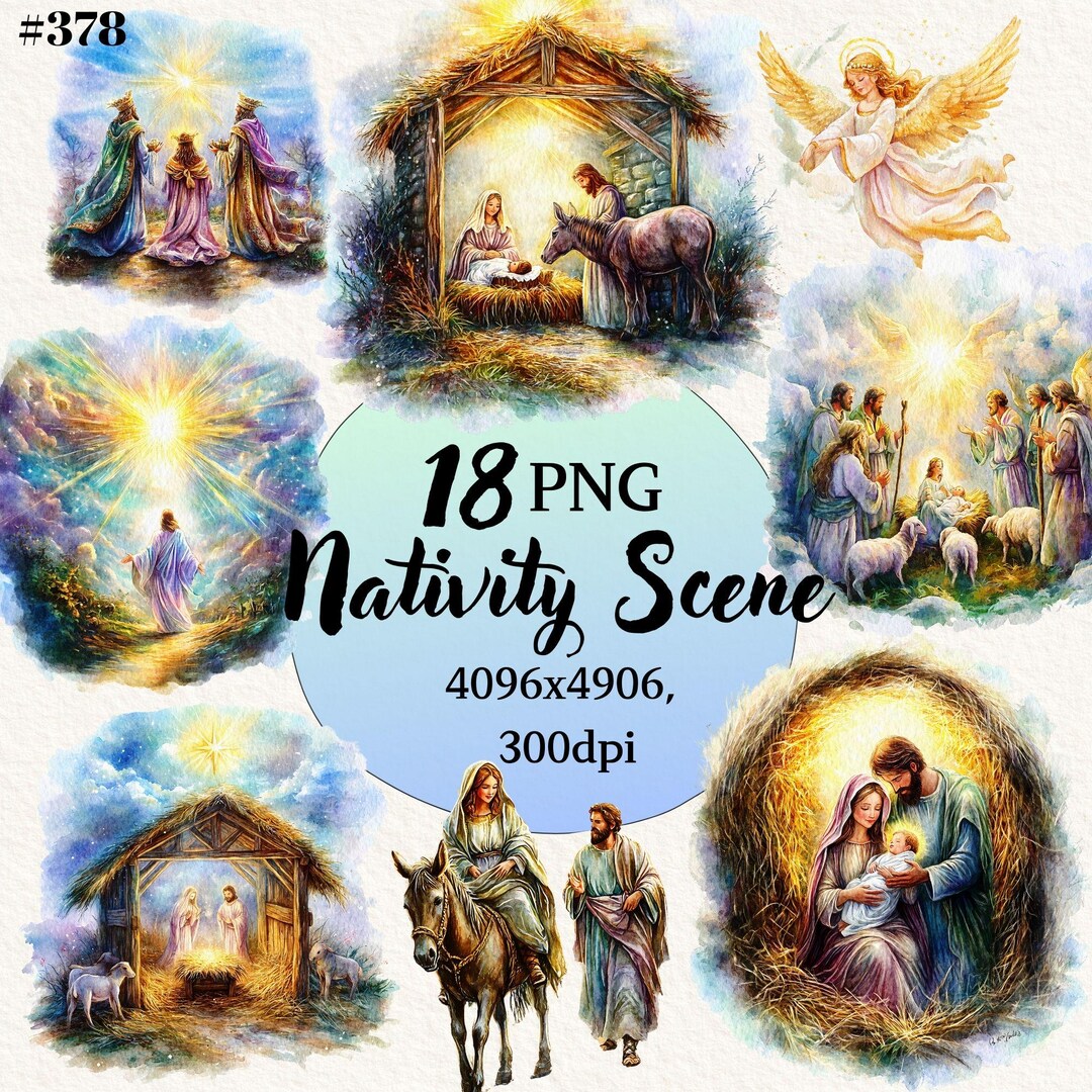 Nativity Set Clipart Bundle, Christmas Clipart, Transparent Background ...