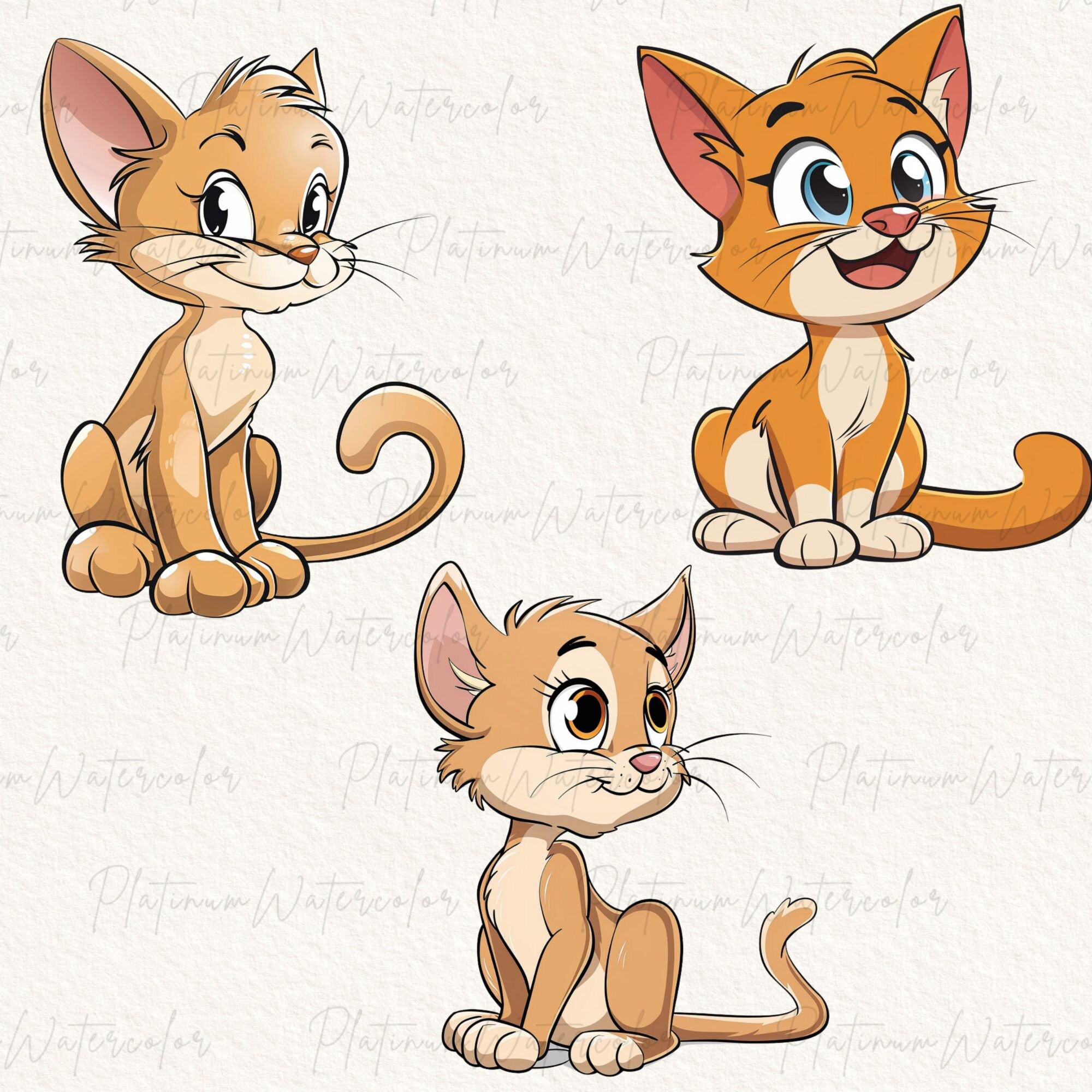 Clipart for Kids, Kitten Clipart Bundle, Brown Kitten Png, Transparent ...