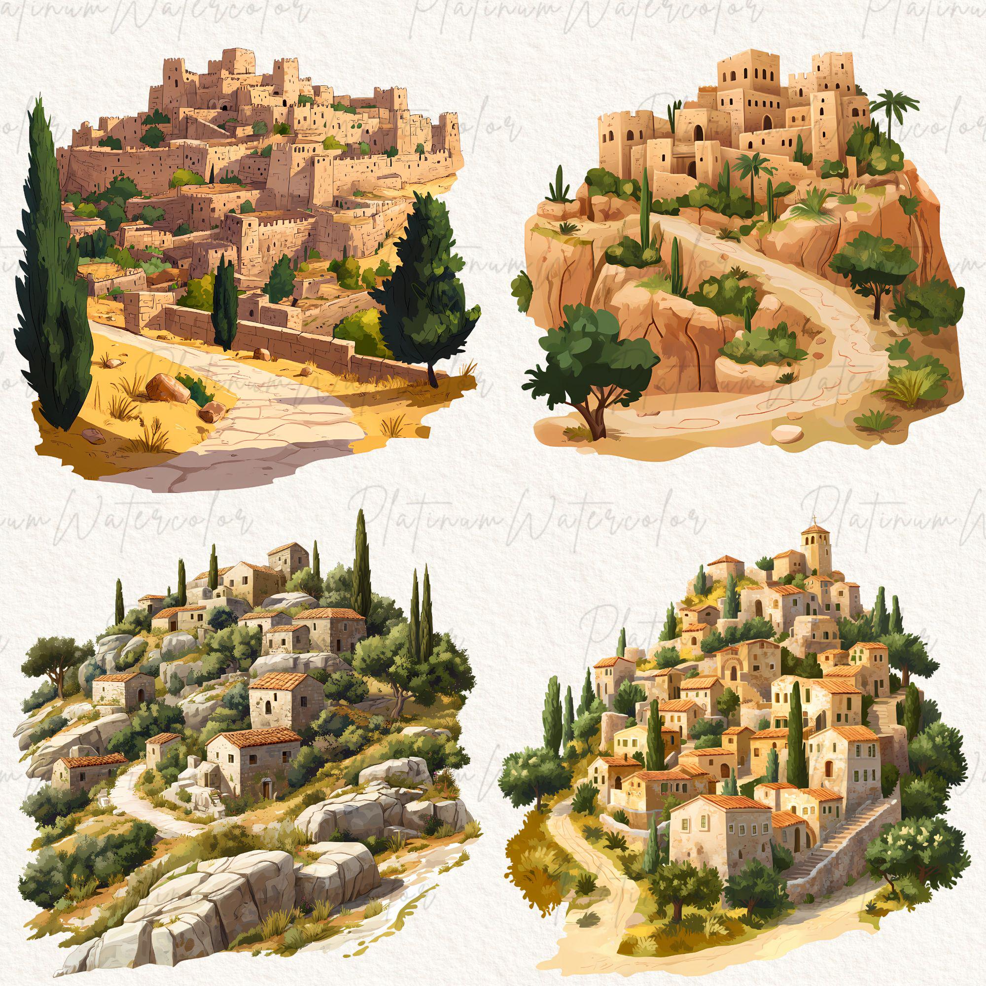 Judean Hills Clipart Bundle, Old Testament Clipart, Transparent ...
