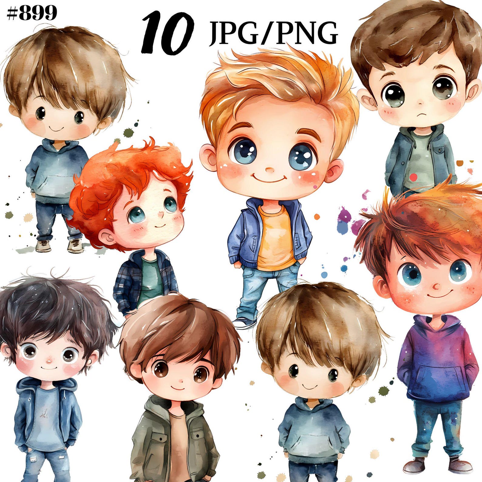 Watercolor Boys Clipart Bundle - Perfect for DIY Projects - Etsy