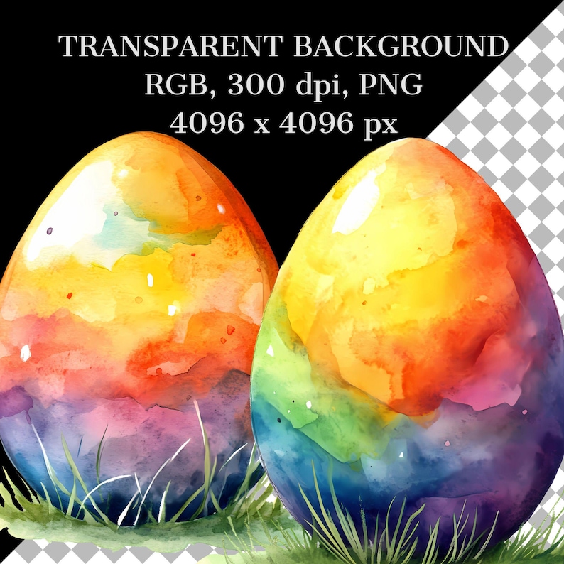 10 Watercolor Easter Egg Clipart Bundle, Easter Egg Png, Rainbow Easter ...