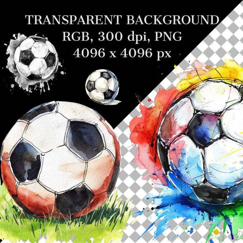 Watercolor Soccer Ball Clipart, Sports Clipart Png, Football Png Jpg ...