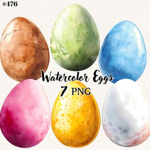 7 Watercolor Easter Egg Clipart Bundle, Easter Egg Png, Rainbow Easter ...