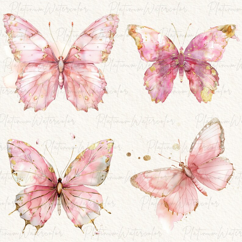 Pink Butterfly Clipart Bundle, Nursery Decor, Scrapbooking Supplies ...