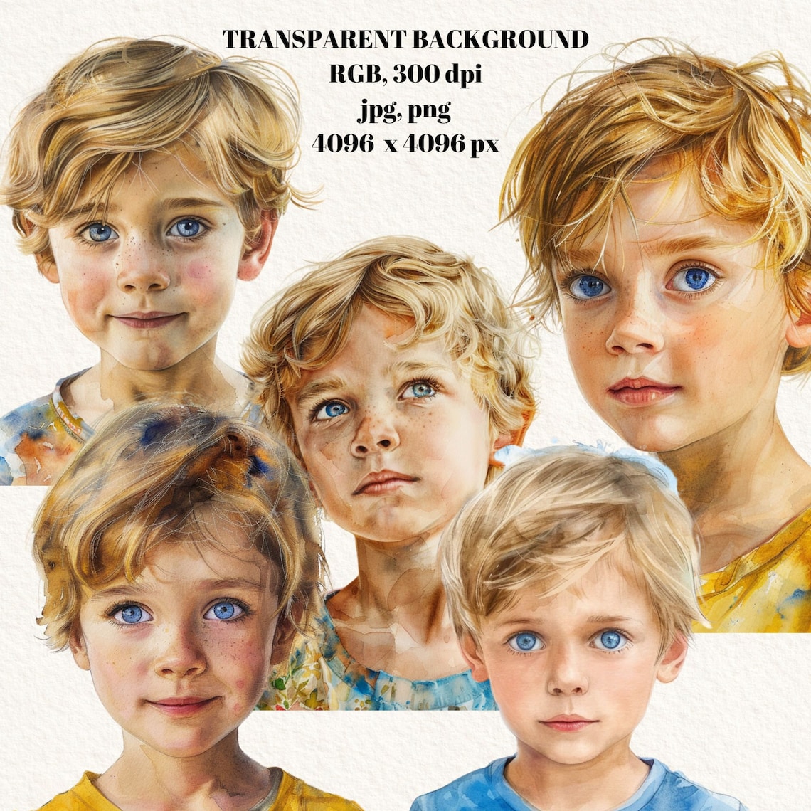 Watercolor Boys Clipart Bundle, Cute Boys Clipart, Little Boy ...