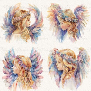 Cute Angel Watercolor Clipart , Angel Babies Png Bundle Design, Angel ...