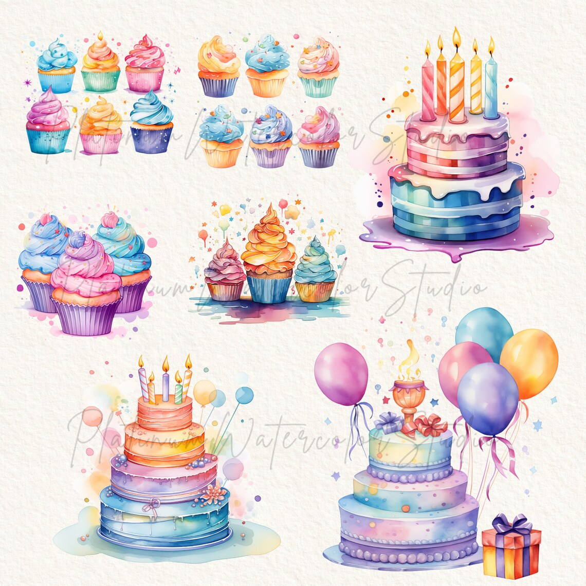 Birthday Party Cake Clipart Png, Clipart Bundle Party, Birthday Cards ...