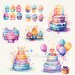 Birthday Party Cake Clipart Png, Clipart Bundle Party, Birthday Cards ...