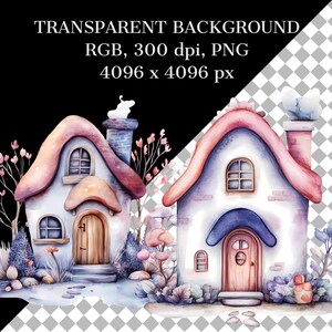 Fairy House Clipart Bundle, Garden Gnome House, Transparent Background ...