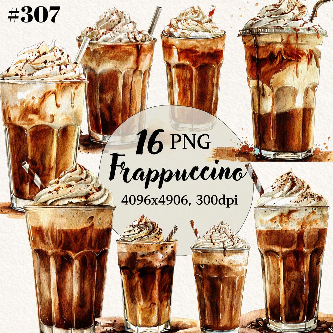 Watercolor Frappuccino Clipart Bundle, Coffee Frappuccino PNG ...